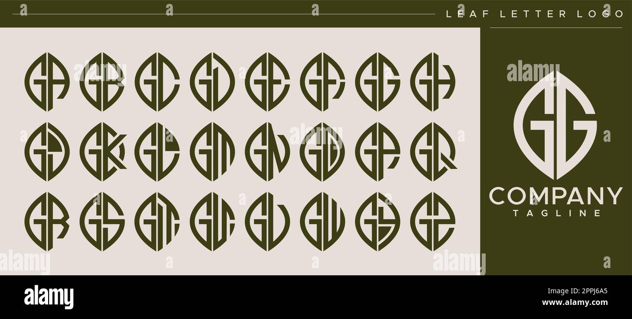 Modern line leaf letter G logo design. Abstract leaf GG G letter logo ...