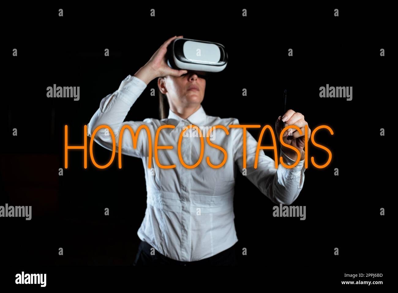 Conceptual caption Homeostasis. Word Written on the tendency toward a ...