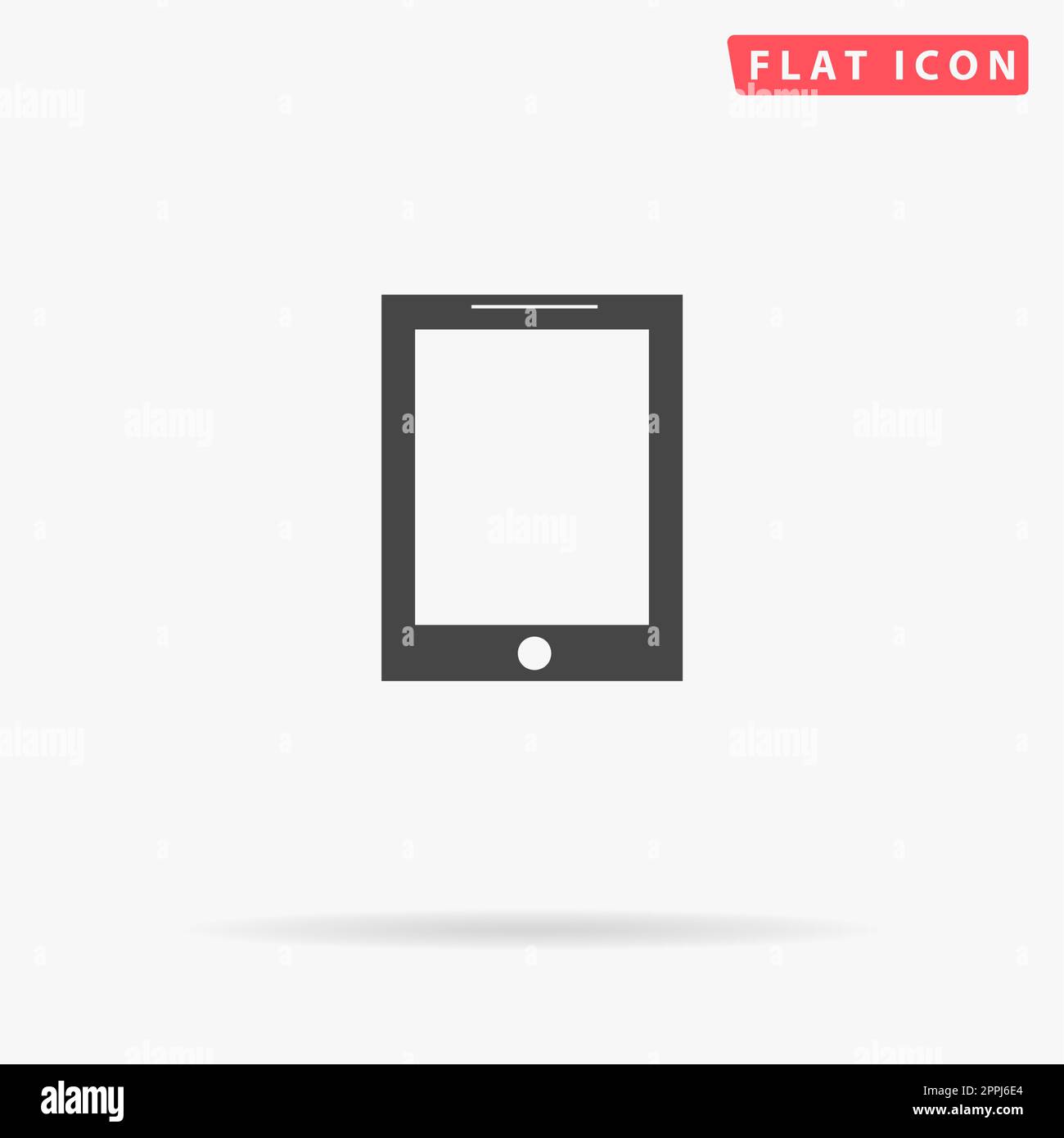 Smart tablet. Simple flat black symbol with shadow on white background ...