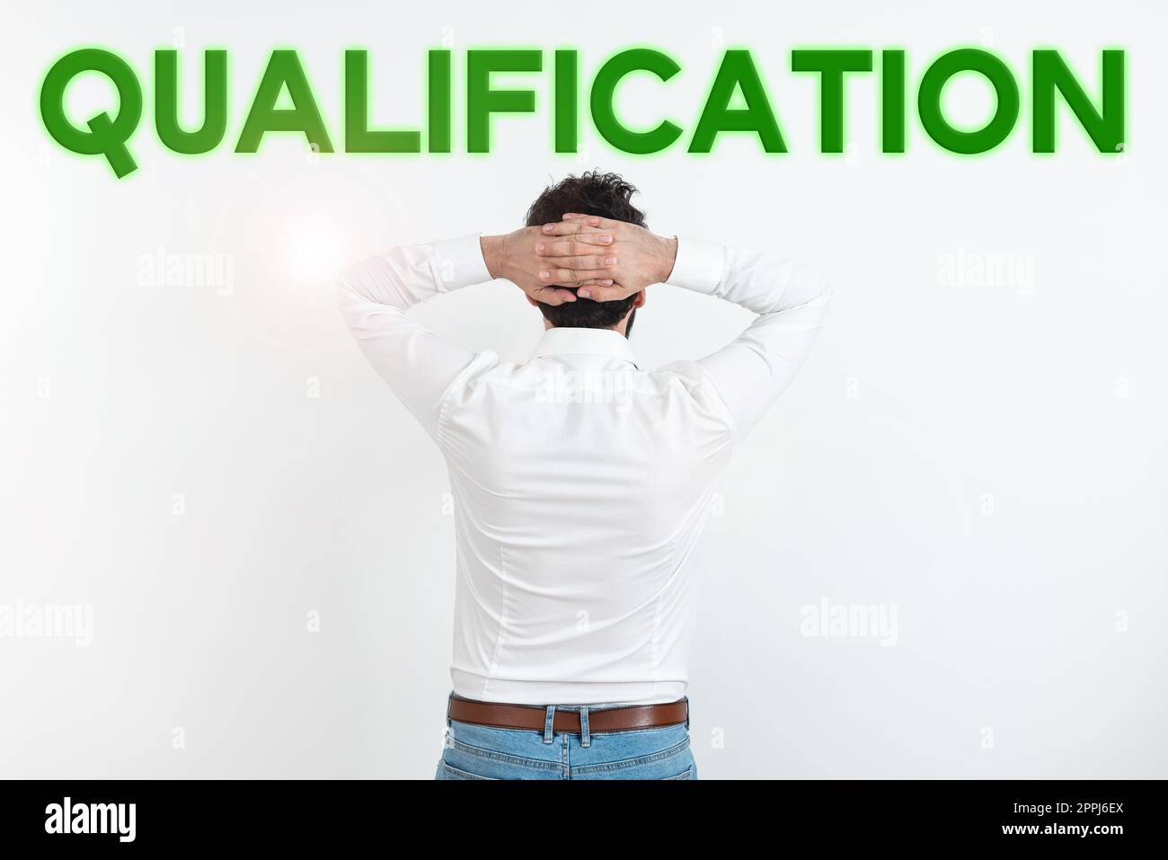 Text caption presenting Qualification. Business approach Officially ...