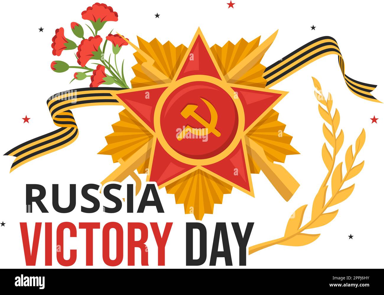 Russian Victory Day on May 9 Illustration with Medal Star Of The Hero ...
