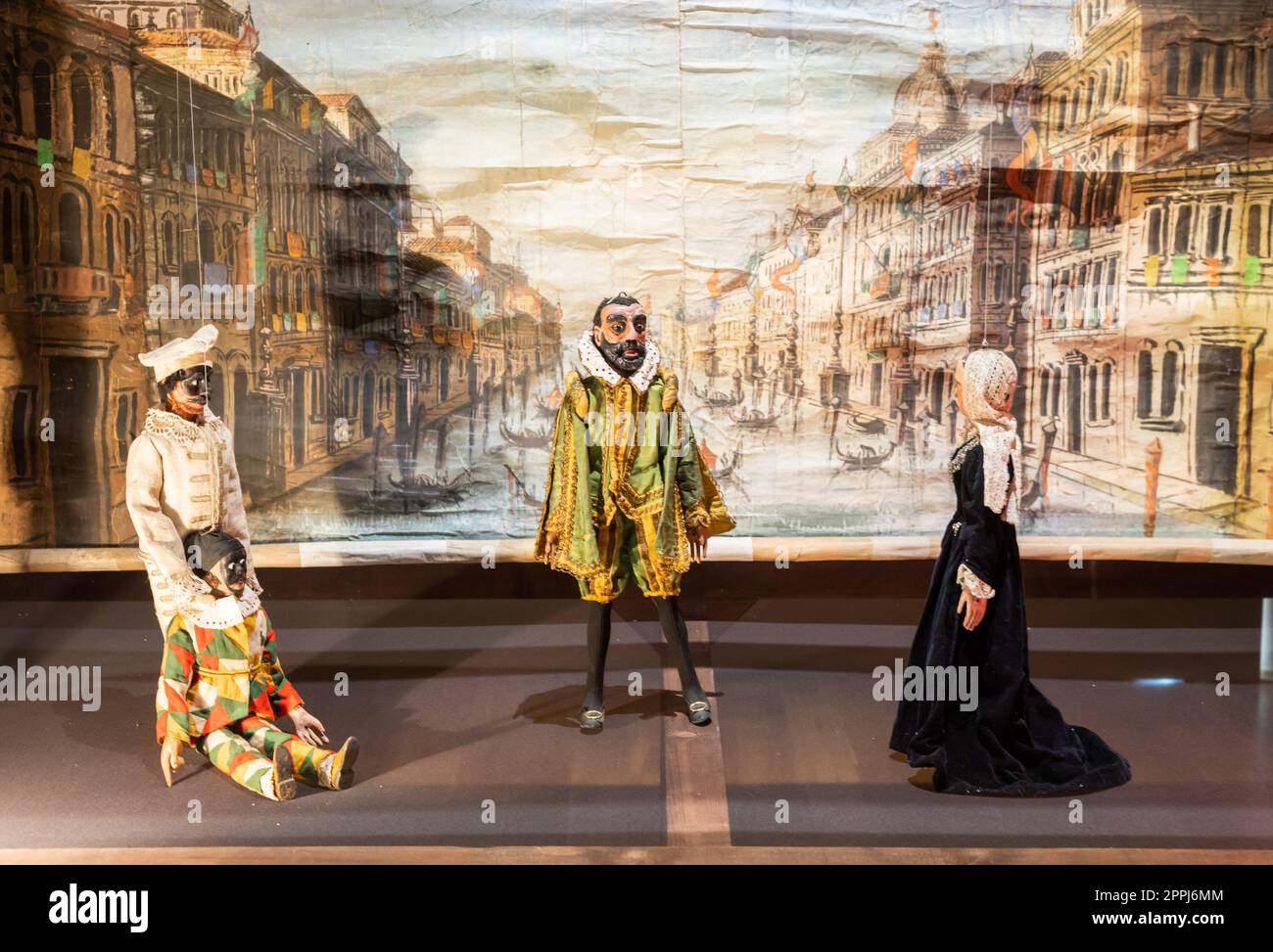 Vintage puppet show theatre made of wood. Old historical puppets Stock ...