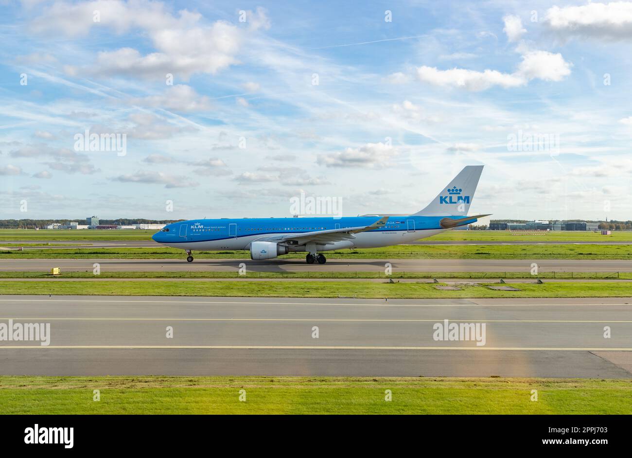 KLM Plane on Runway Stock Photo - Alamy