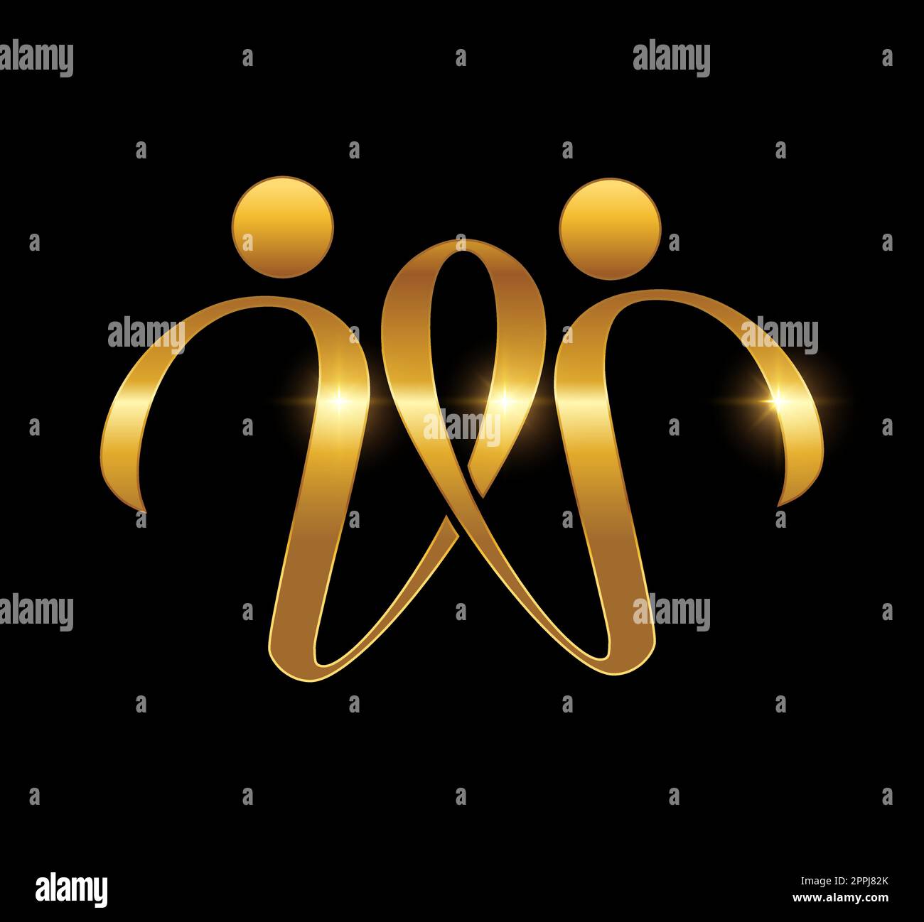 Golden People Monogram Logo Initial Letter W Stock Vector Image & Art ...