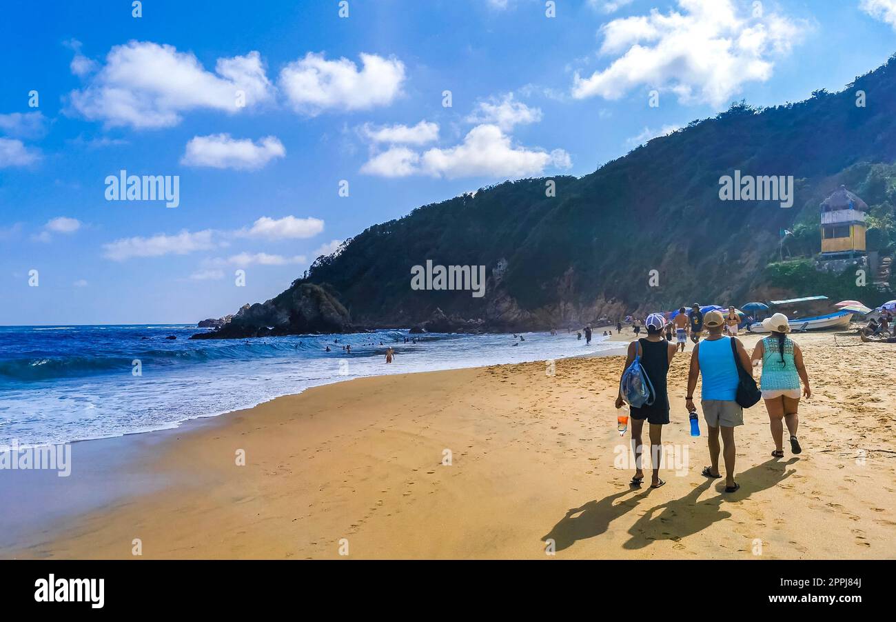 Mazunte Mexico Beautiful paradise beach with mountains cliffs rocks ...