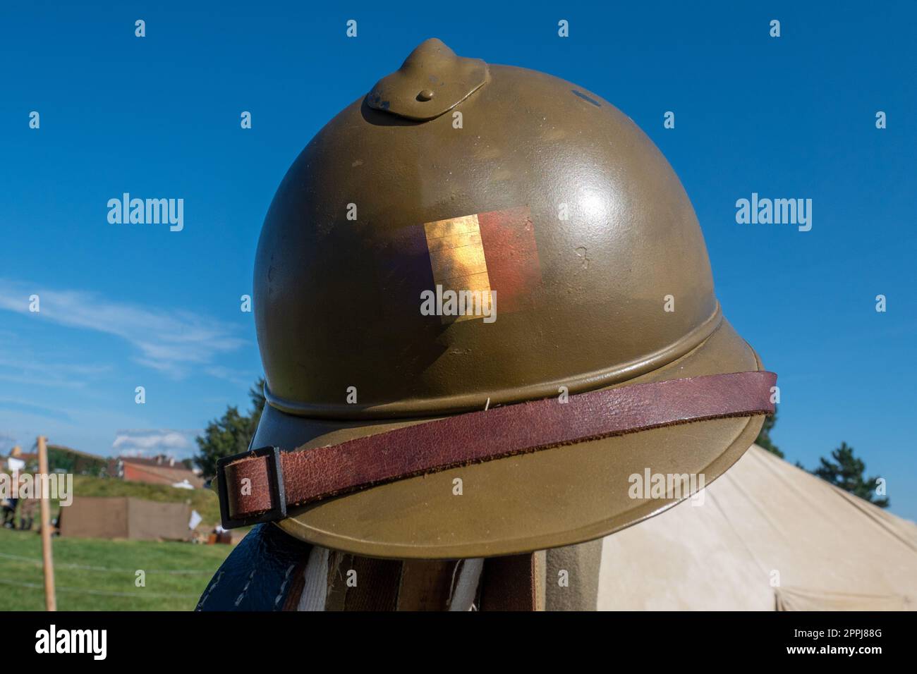 World war two french military helmet Stock Photo - Alamy