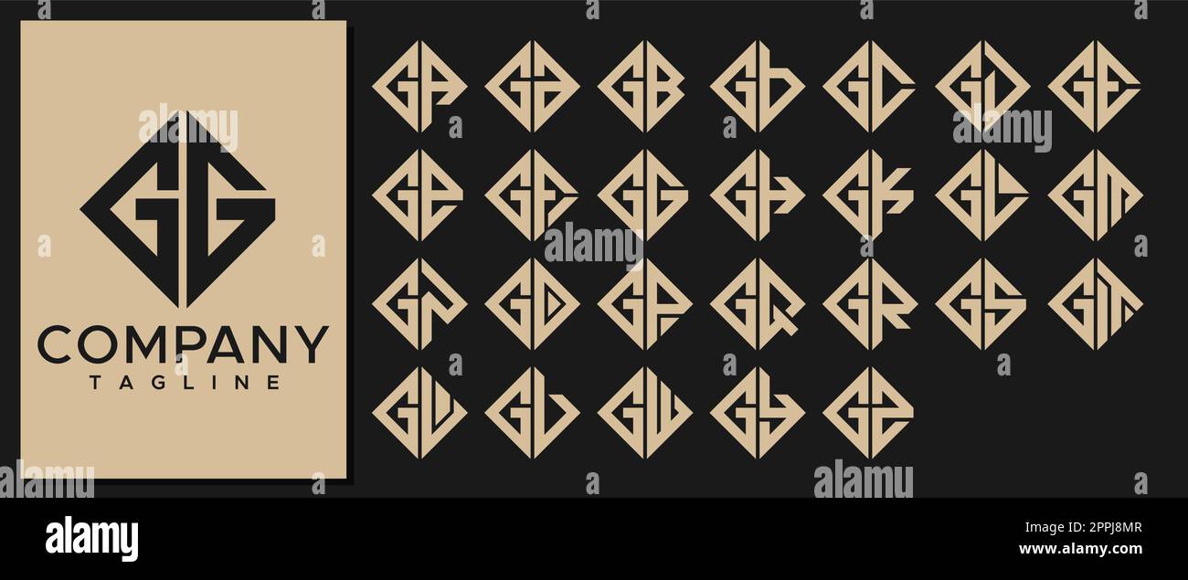 Luxury Square letter G logo design template. Modern line GG G letter ...