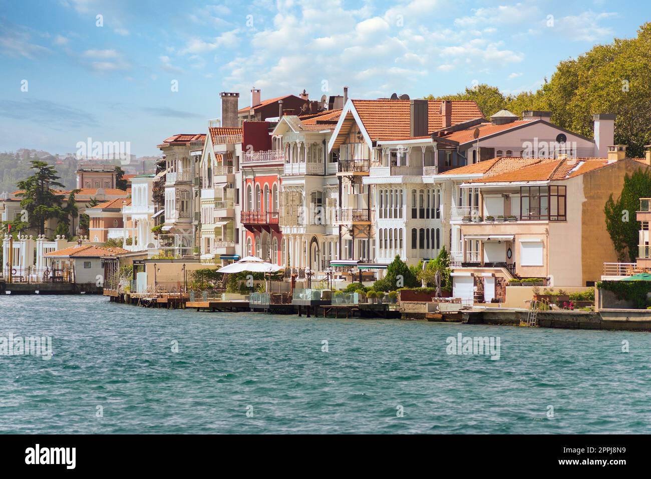 Traditional houses of the European side of Bosphorus strait, Istanbul ...