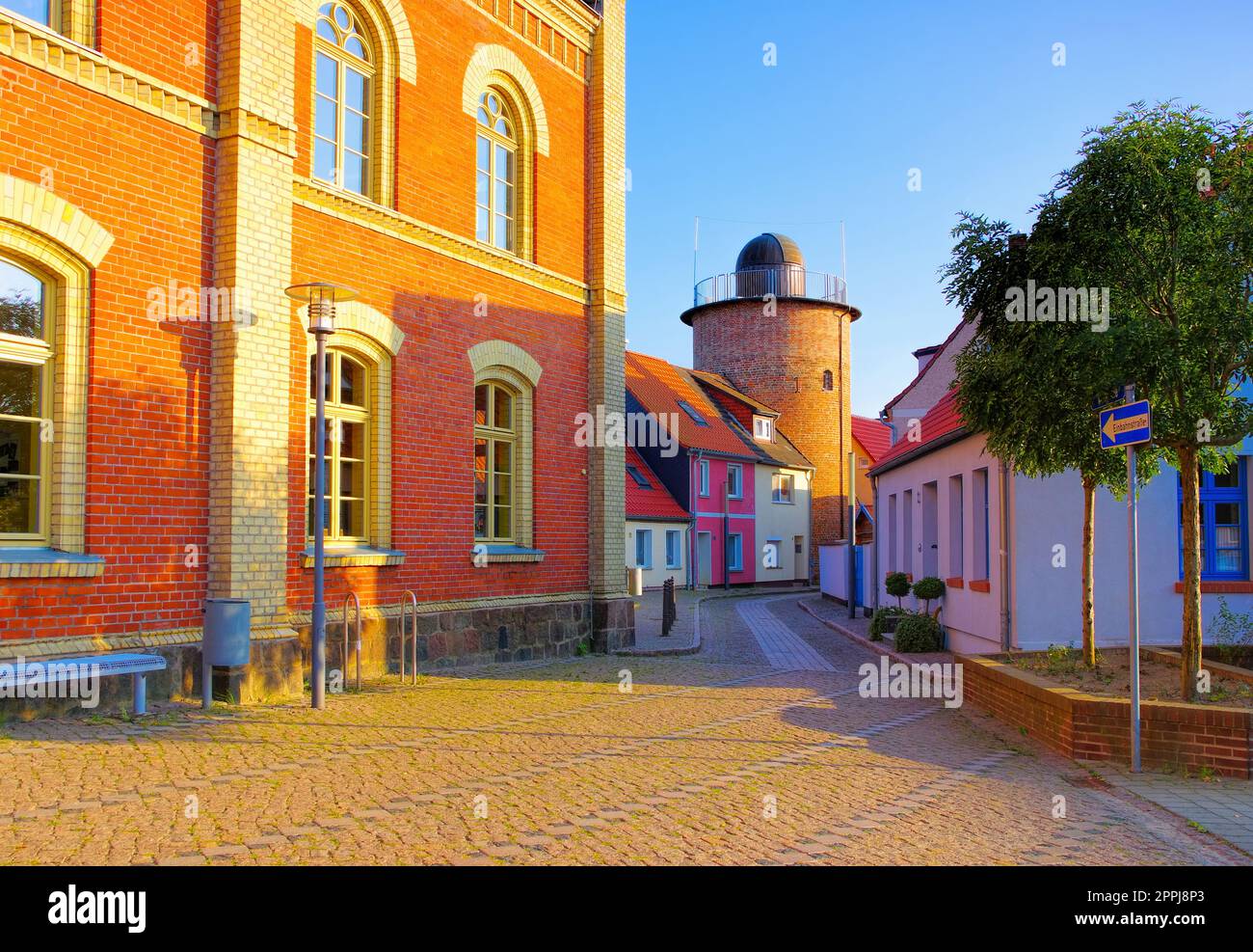 Barth old tower Fangelturm, an old town on the Bodden in Germany Stock ...
