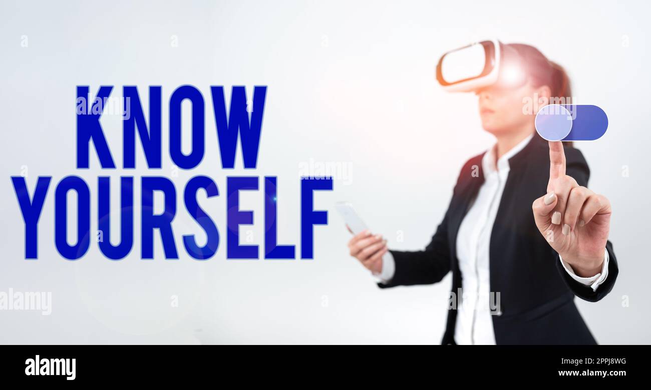 Text sign showing Know Yourself. Business concept Find You ...