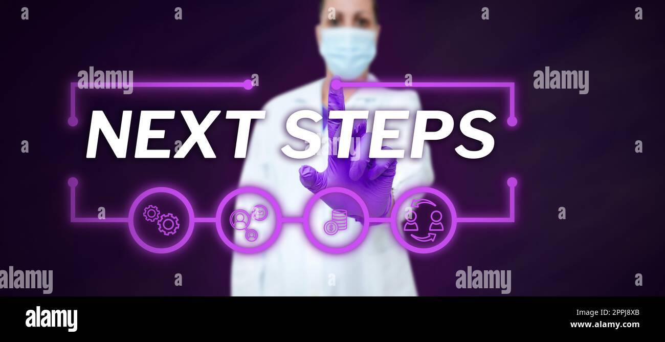 Text caption presenting Next Steps. Internet Concept numper of process ... Text caption presenting Next Steps. Internet Concept numper of process ...