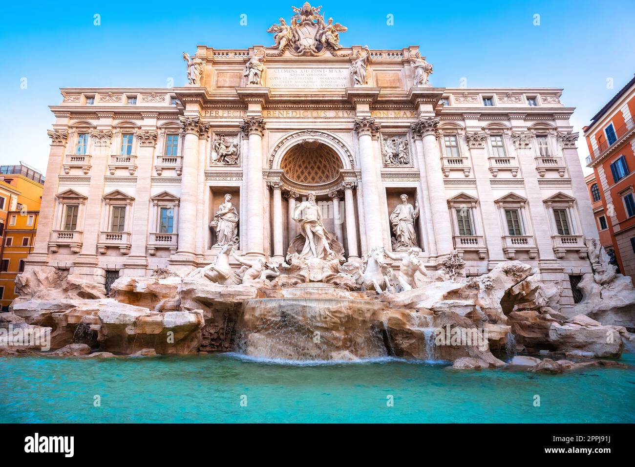 Majestic Trevi fountain in Rome street view, eternal city Stock Photo - Alamy