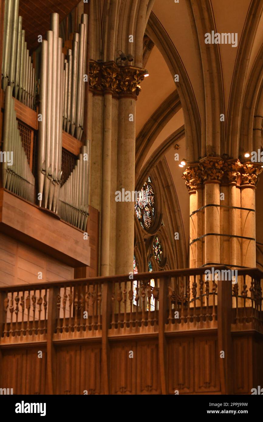 Church pews and railings in cologne cathedral in Germany Stock Photo ...