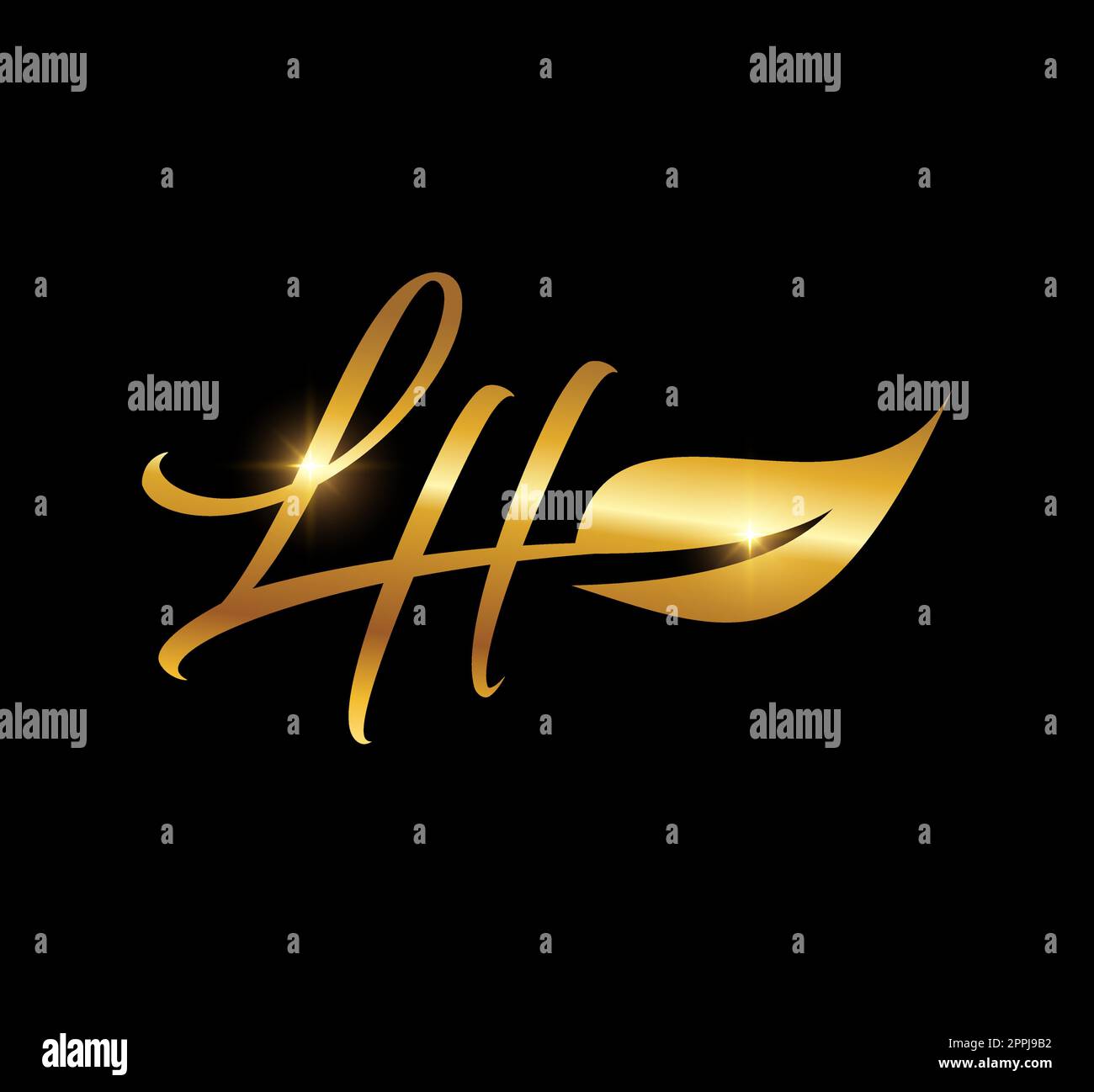 Golden Monogram Logo Initial Letters LH Stock Vector Image & Art - Alamy
