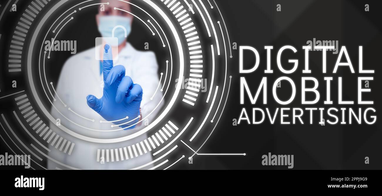 Text caption presenting Digital Mobile Advertising. Concept meaning ...