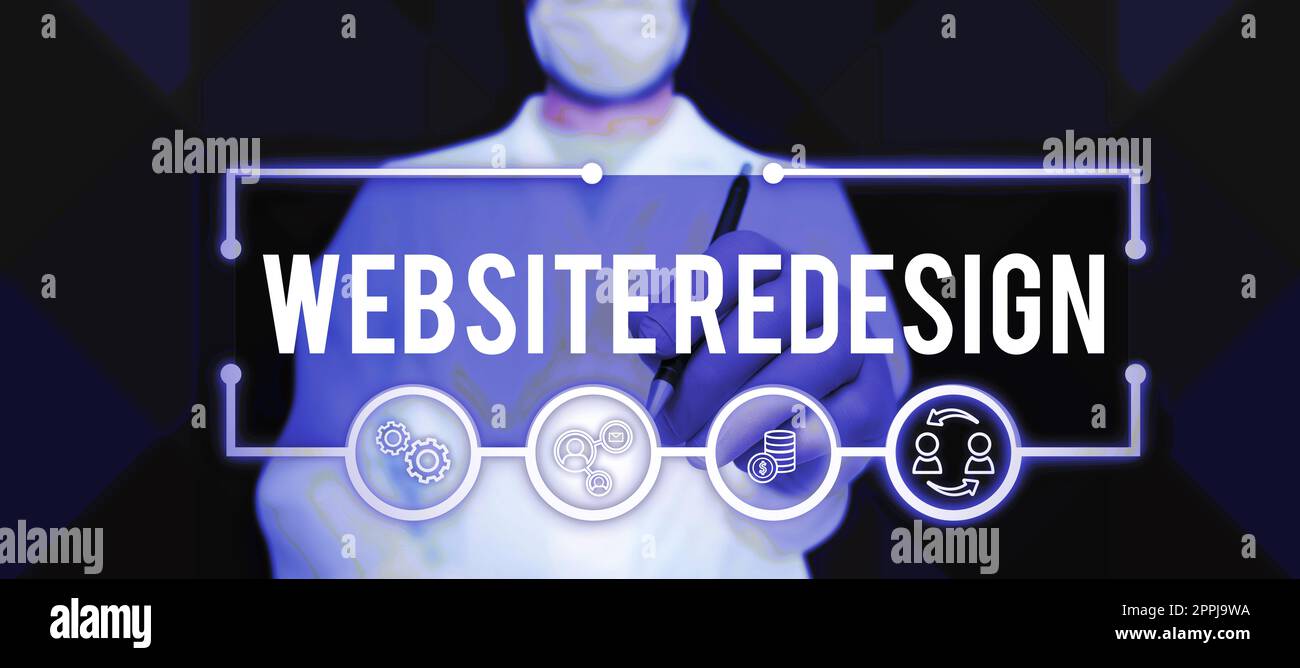 Sign displaying Website Redesign. Business showcase modernize improver ...
