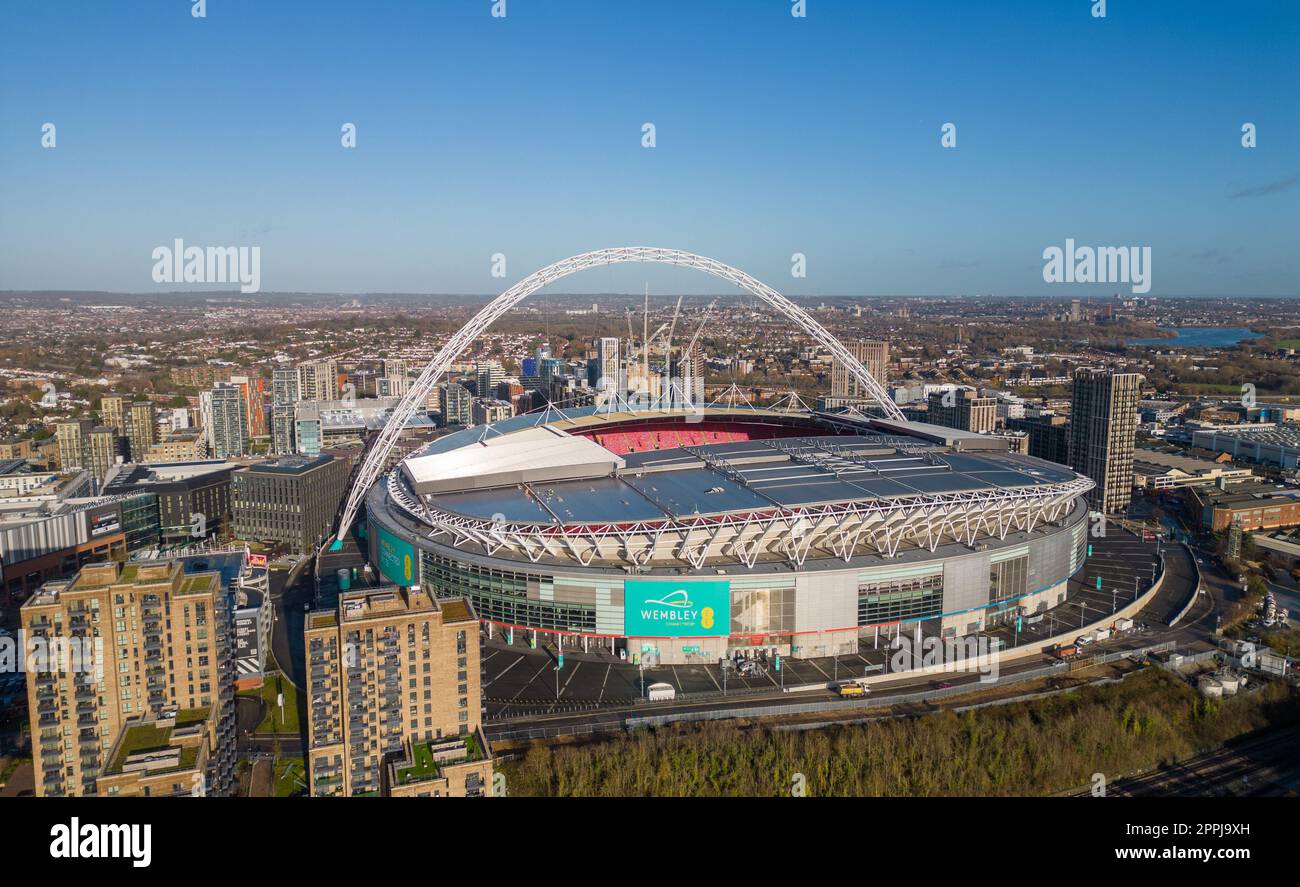 Aerial view of wembley stadium and wembley arena hi-res stock ...