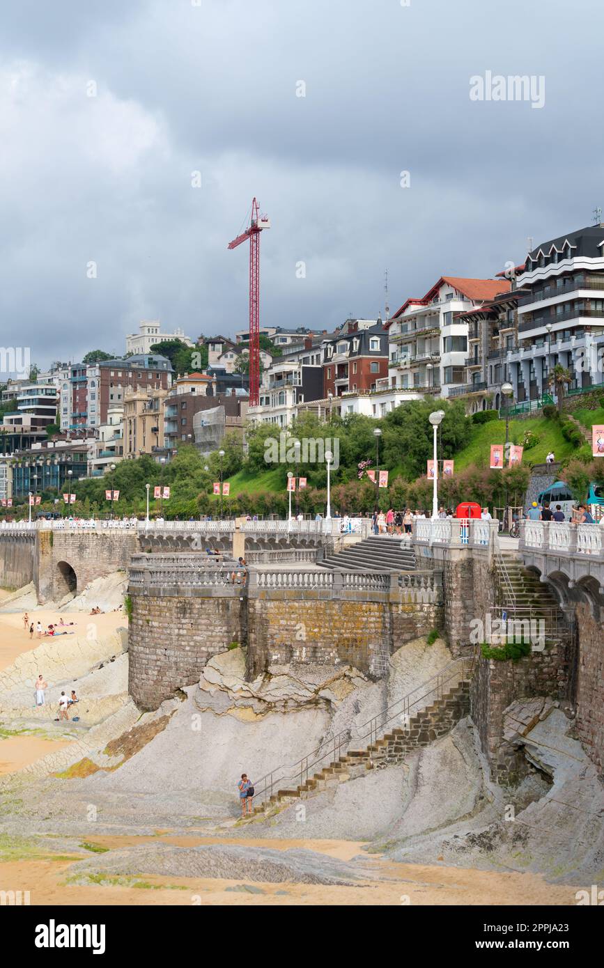 Beautiful San Sebastian - Donostia city. View of La Concha promenade ...