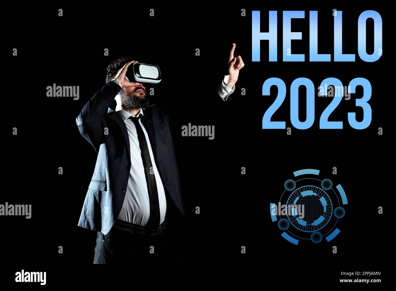 Hand writing sign Hello 2023. Business concept celebration of the ...