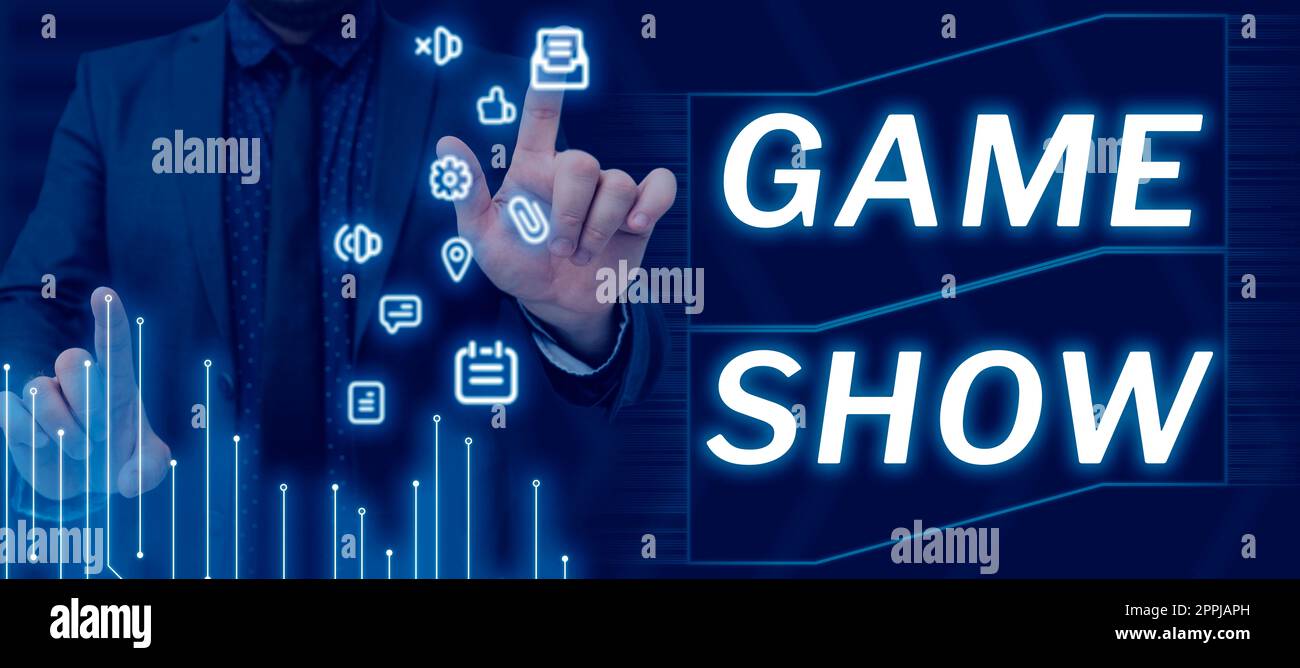 Text showing inspiration Game Show. Business overview Program in ... Text showing inspiration Game Show. Business overview Program in ...