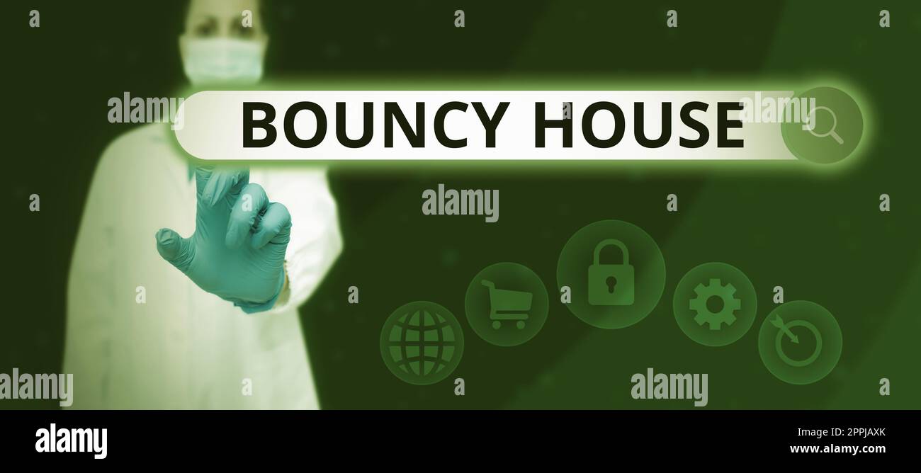 Hand Writing Sign Bouncy House Concept Meaning Automated Program That Runs Over The Internet