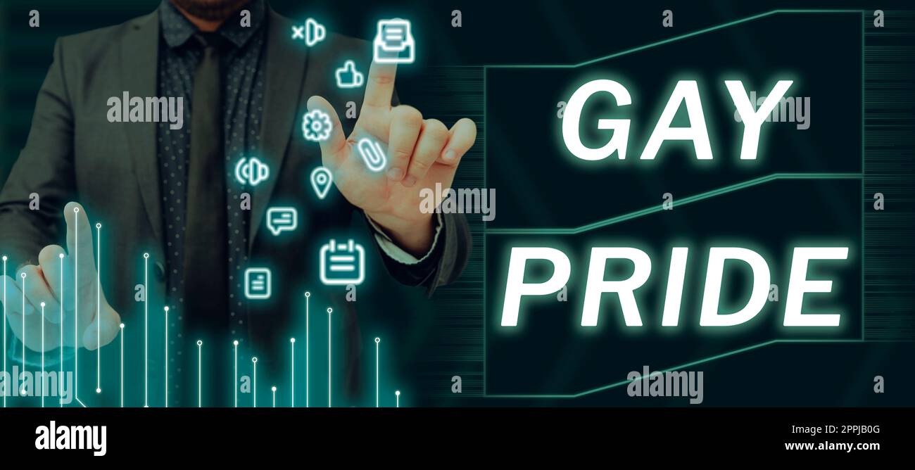 Hand writing sign Gay Pride. Conceptual photo Dignity of an idividual ...