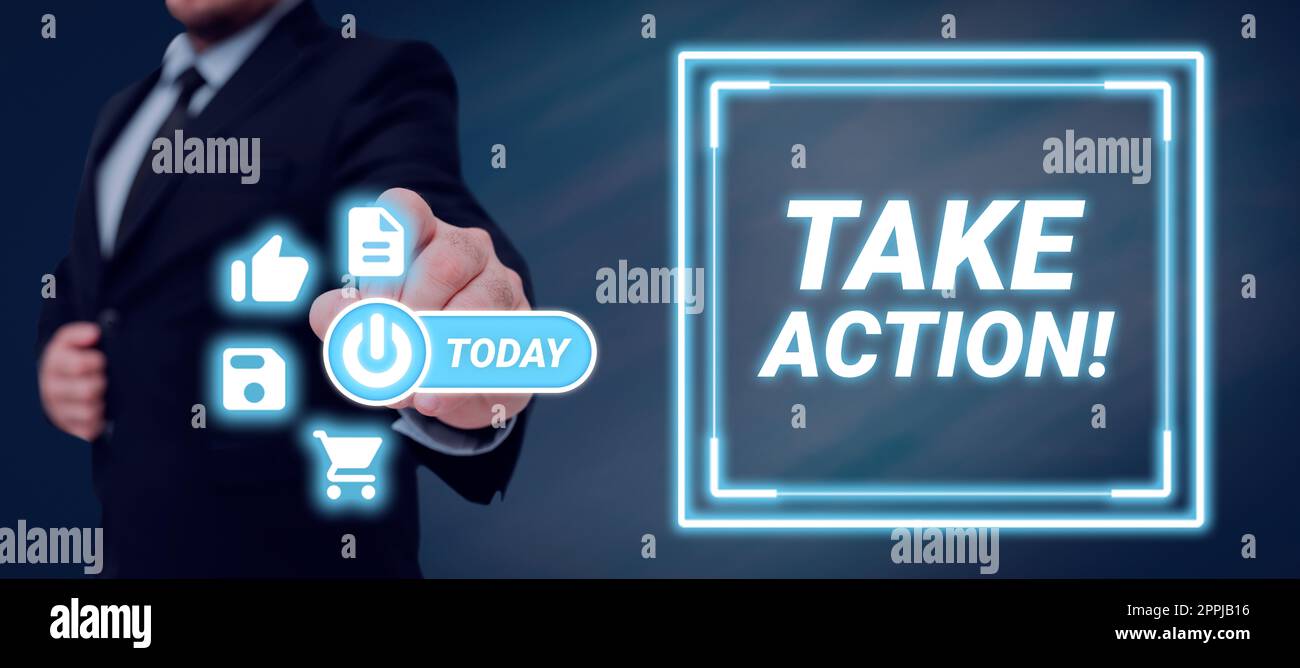 Conceptual caption Take Action. Word Written on do something official ... Conceptual caption Take Action. Word Written on do something official ...