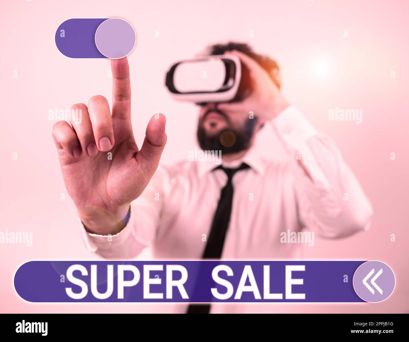 Text caption presenting Super Sale. Business overview offering ...