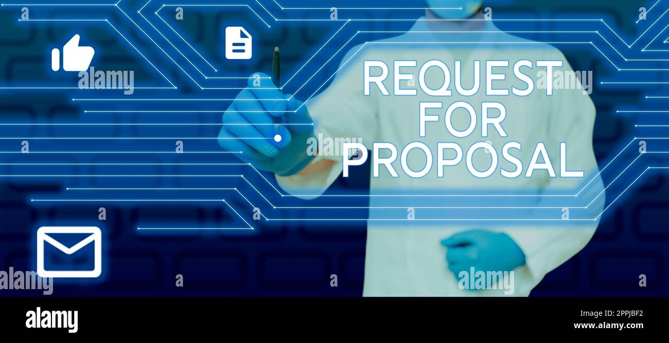 Text showing inspiration Request For Proposal. Word Written on document ...