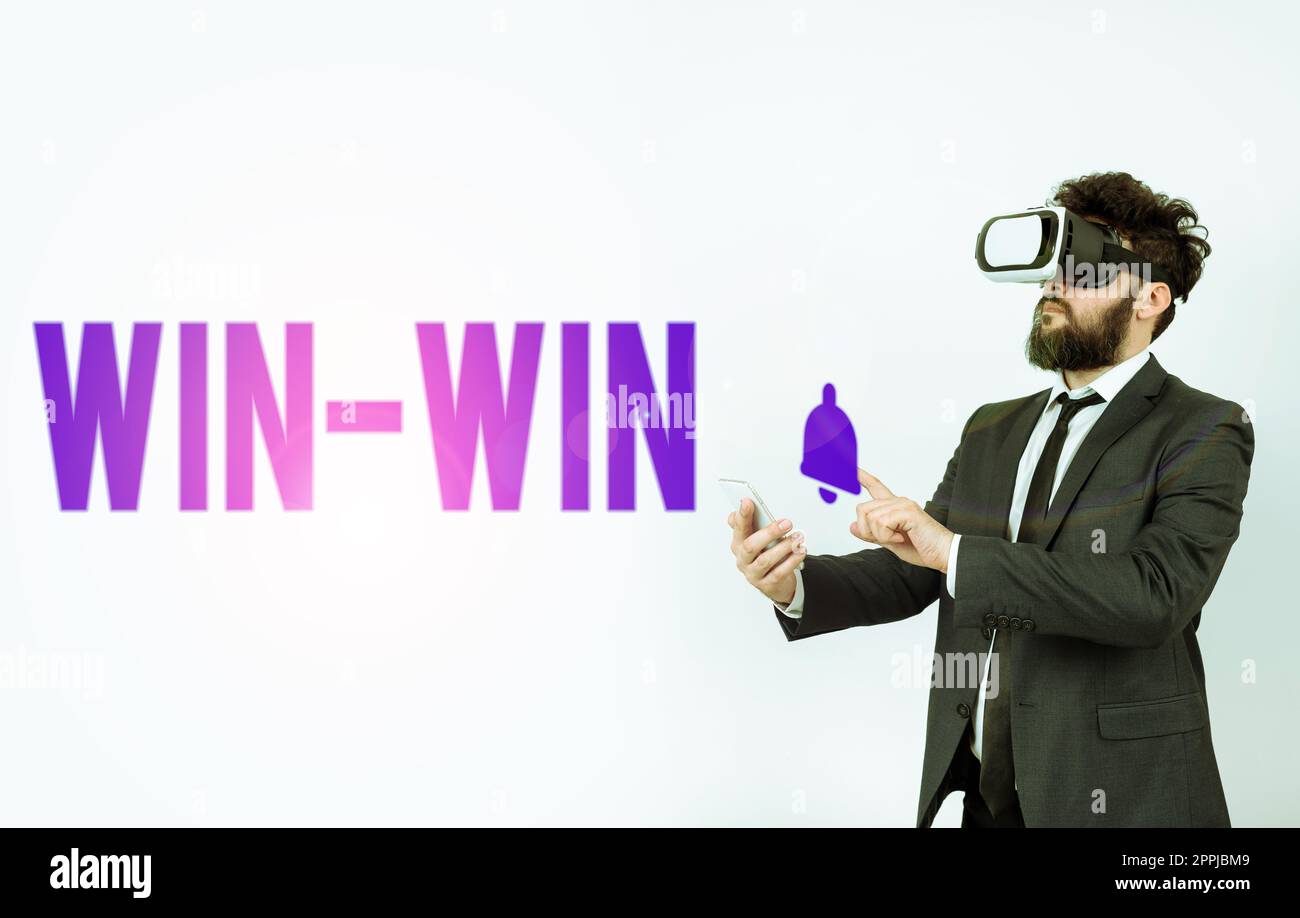 Inspiration showing sign Win Win. Internet Concept Strategy for both ...