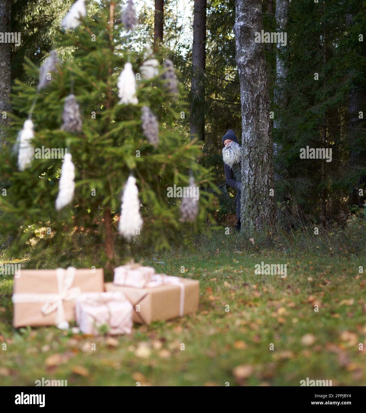 Santa claus peeking out hi-res stock photography and images - Alamy