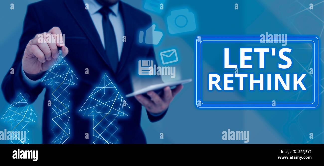 Conceptual caption Let's Rethink. Word Written on an Afterthought To ...