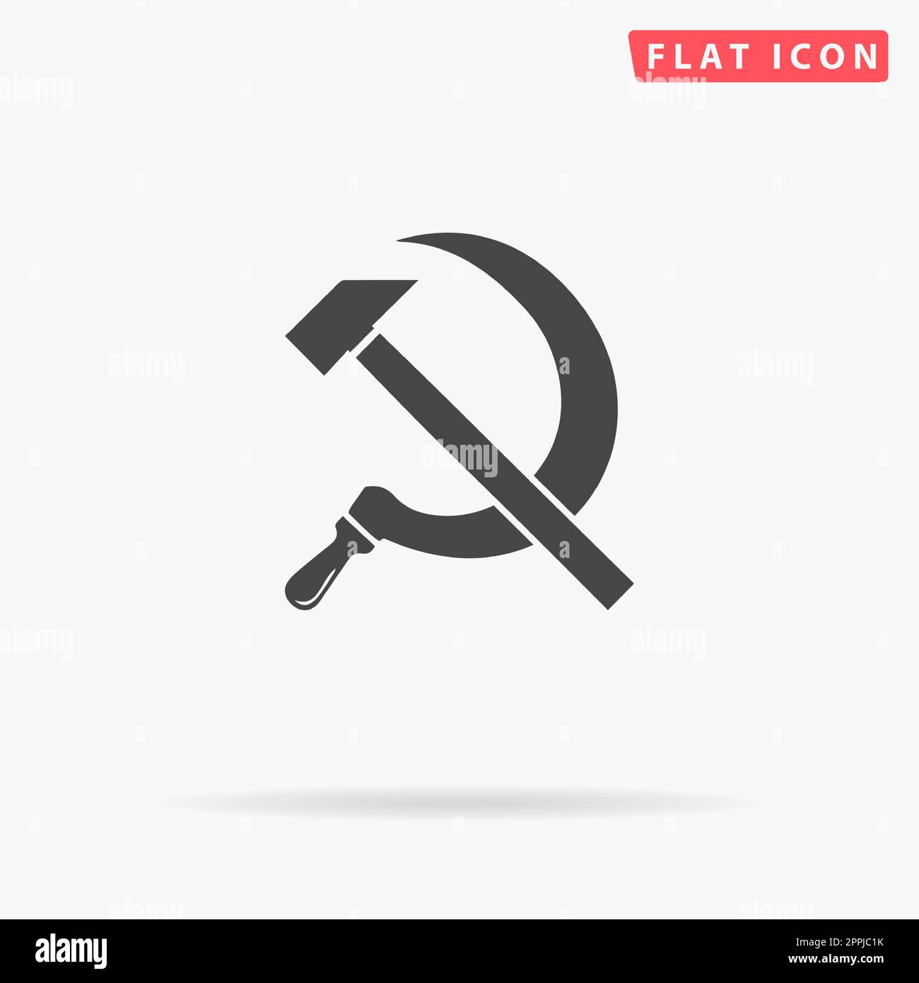 Hammer and sickle. Simple flat black symbol with shadow on white ...