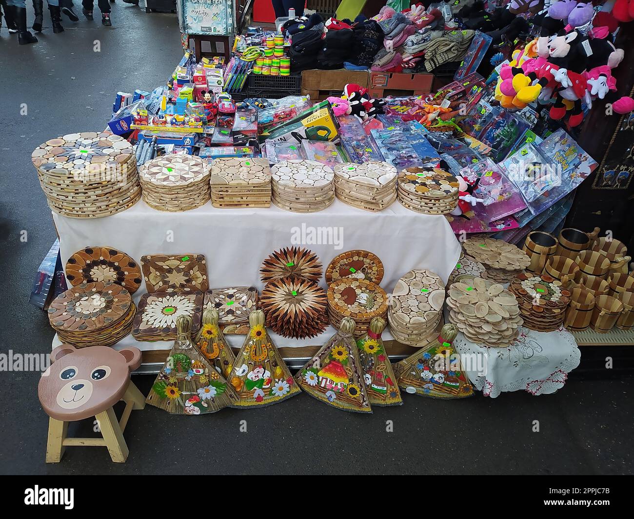 Bran, Brasov, Romania - January 1, 2023: Traditional goods displayed at ...