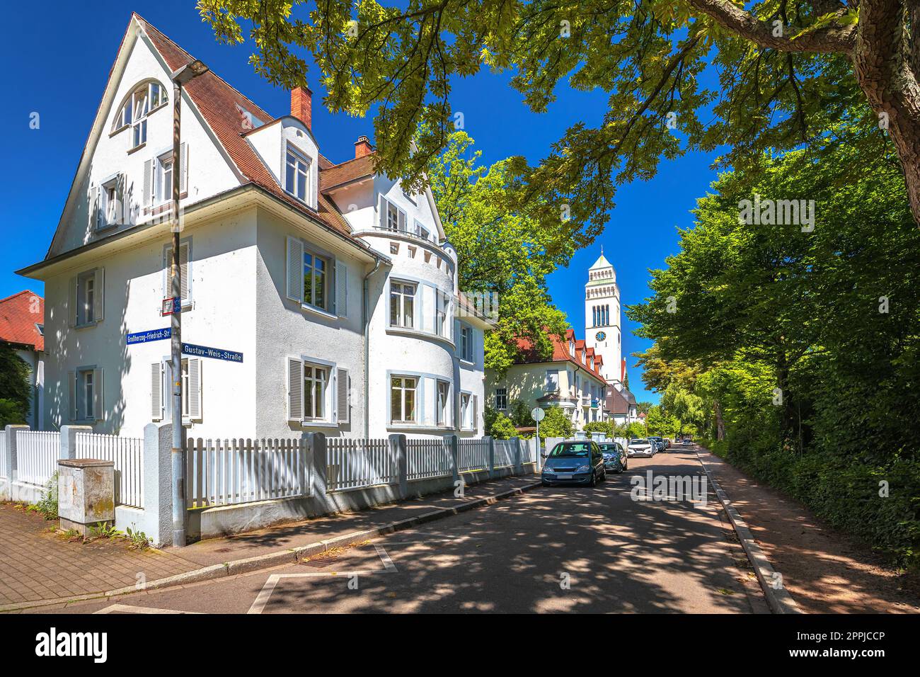 Town of Kehl freen street and church view Stock Photo - Alamy