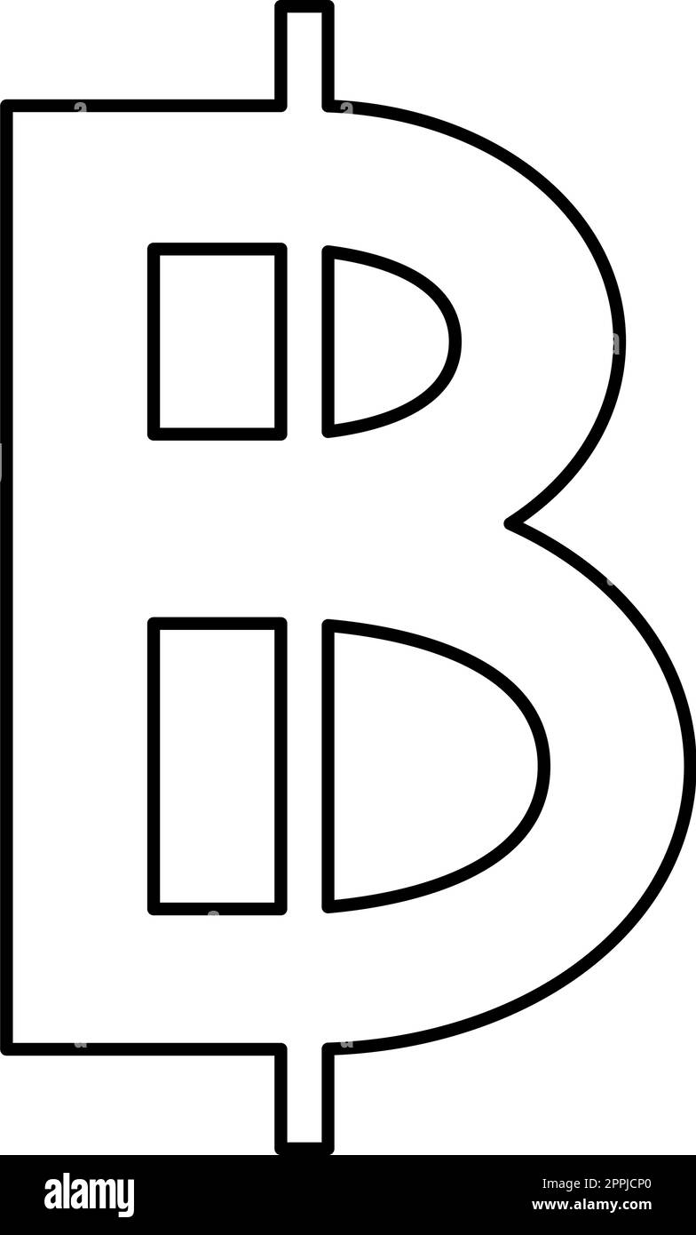 Symbol Baht Thailand money cash currency sign contour outline line icon ...