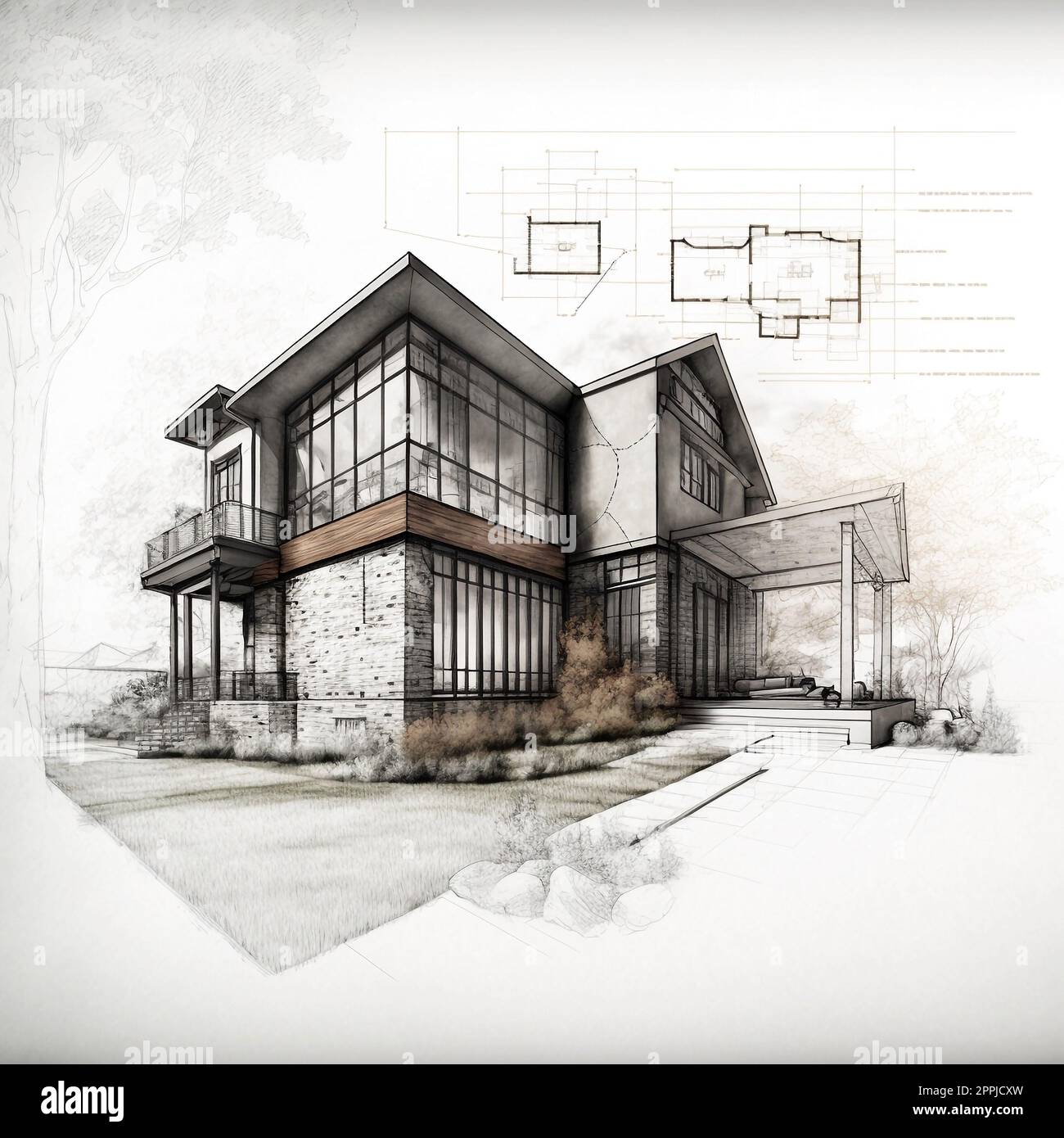 Two storey house architectural sketch Stock Photo - Alamy Two storey house architectural sketch Stock Photo - Alamy