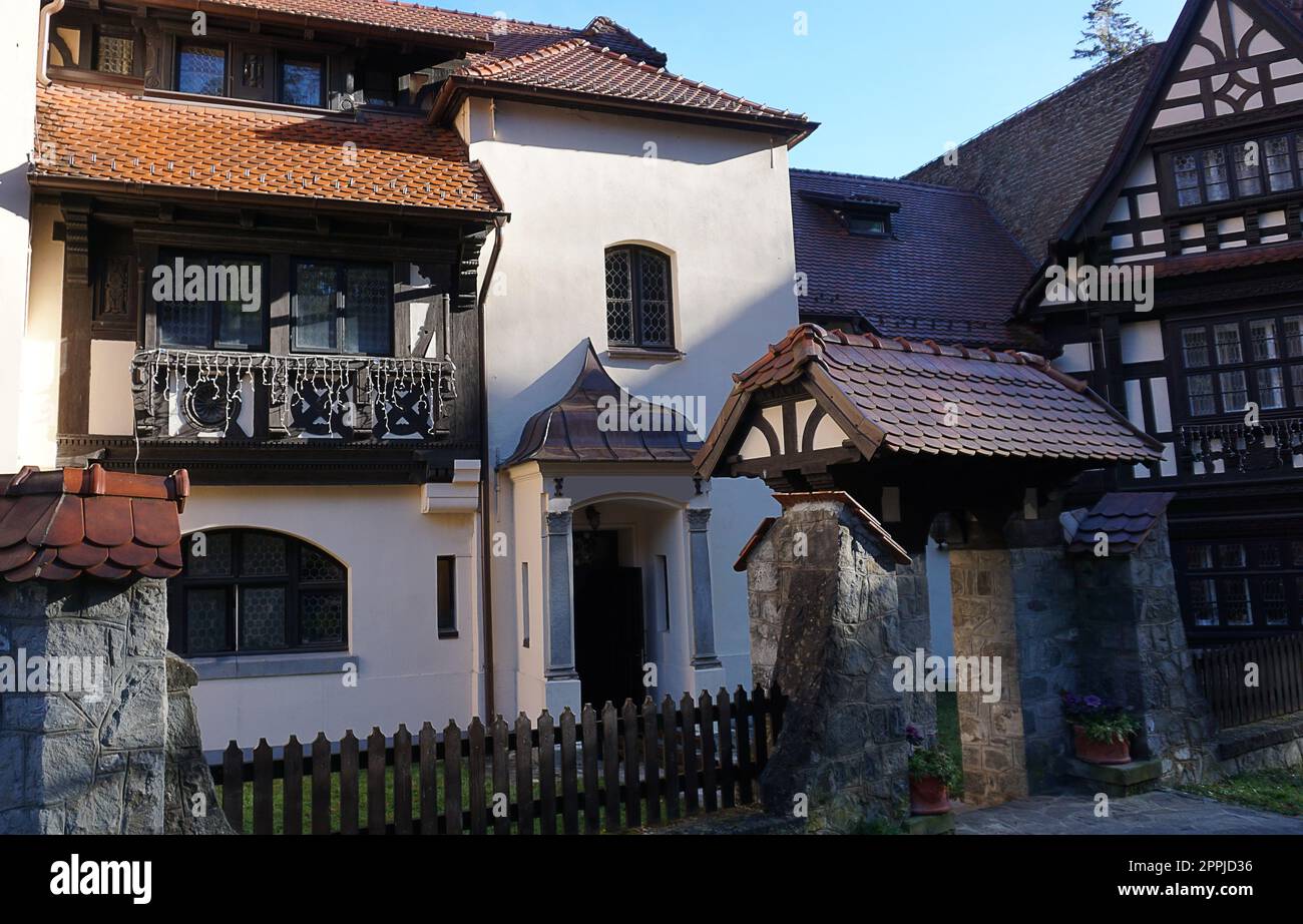 Sinaia, Romania. Typical architecture with german influence in the city ...