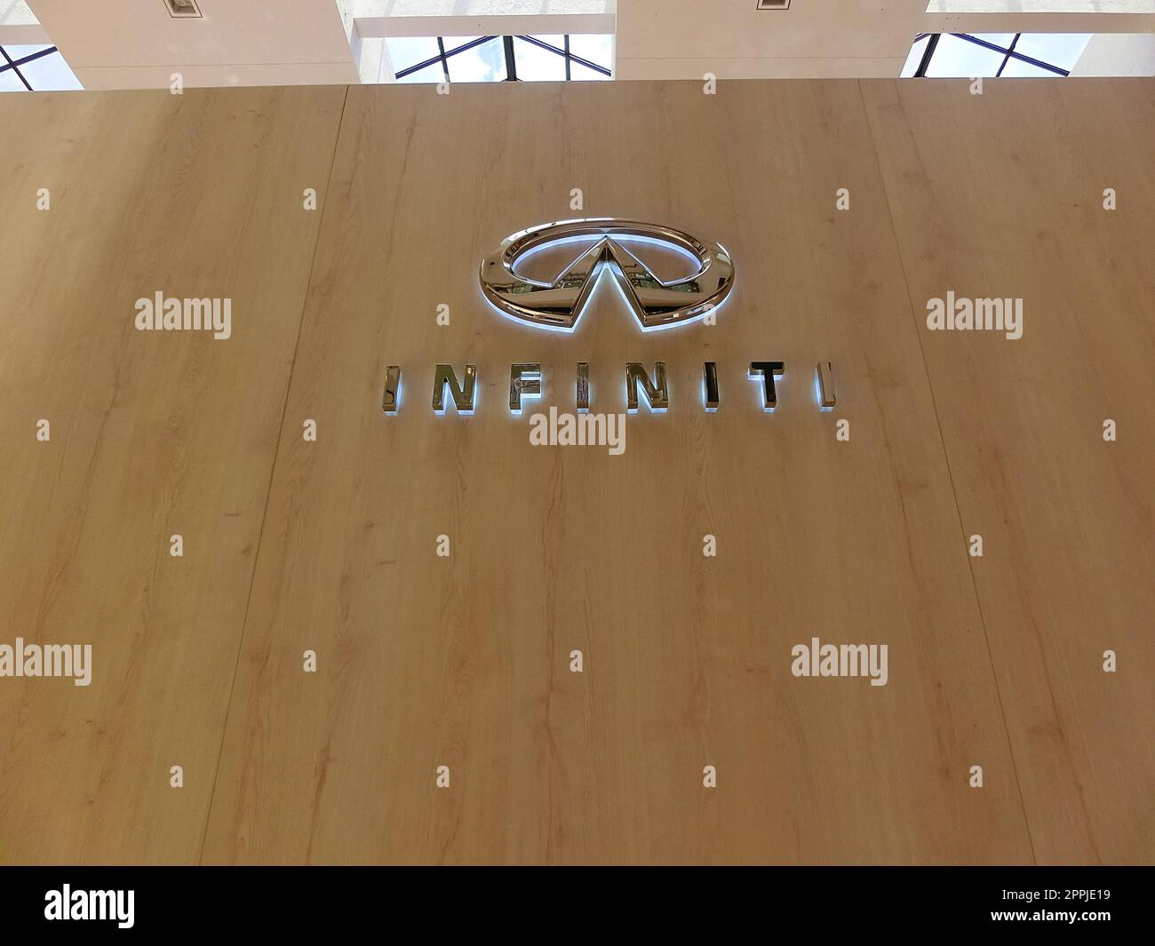 Dealership sign with the logo of Infinity automaker in Aventura Mall ...