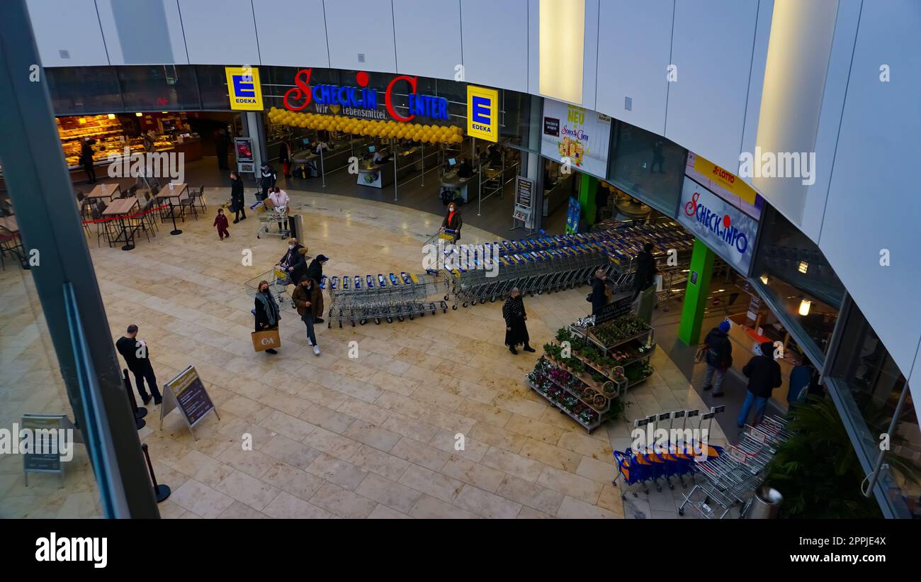 Entrance of an Edeka supermarket. Edeka is the biggest chain of ...