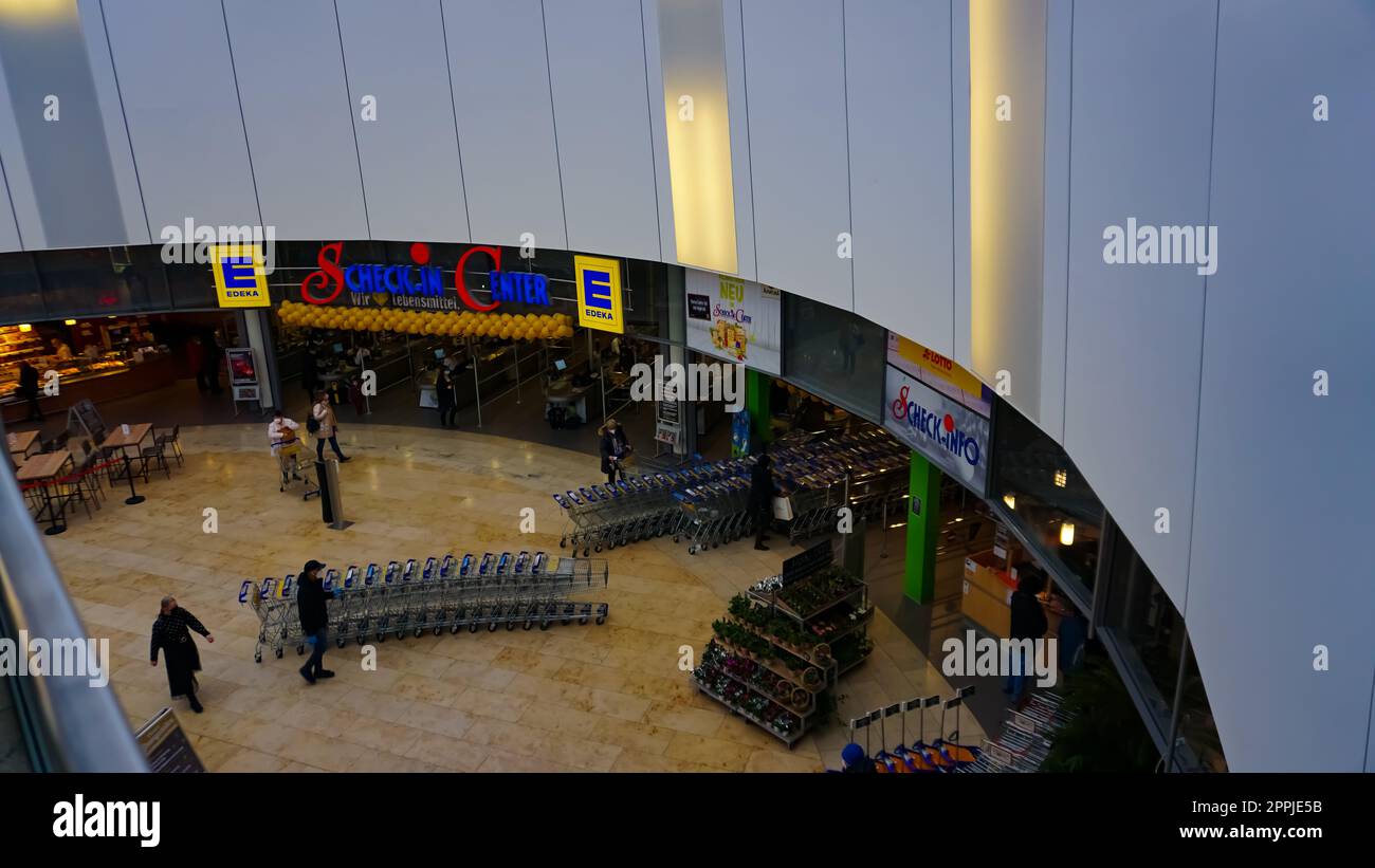 Entrance of an Edeka supermarket. Edeka is the biggest chain of ...