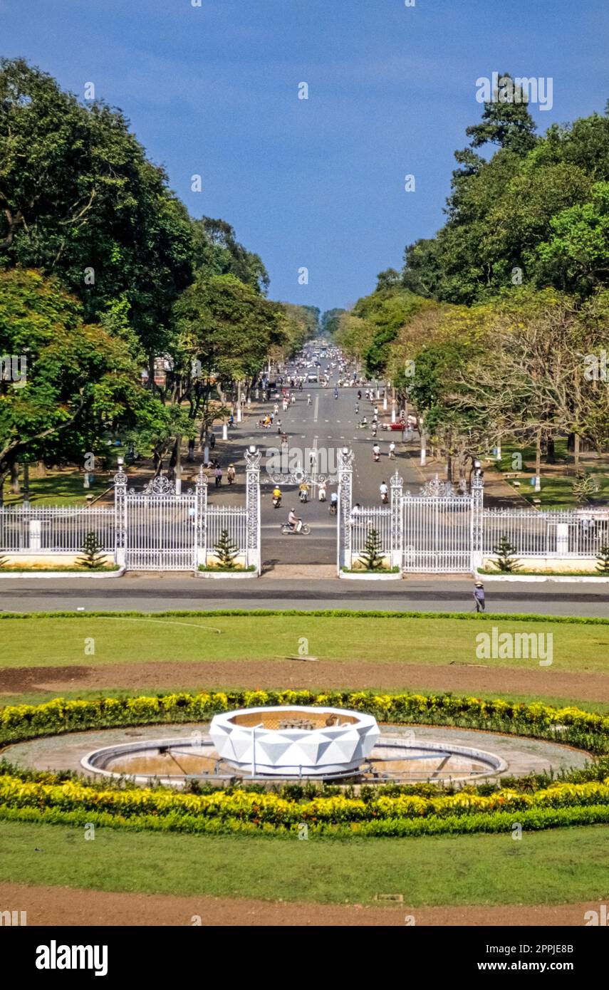 Scanned slide of historical color photograph showing view from ...
