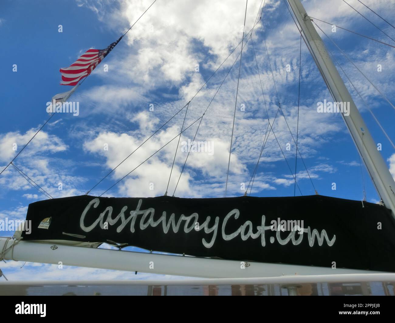 The fragment of boat at the Caribbean Sea at Honeymoon Beach on St ...