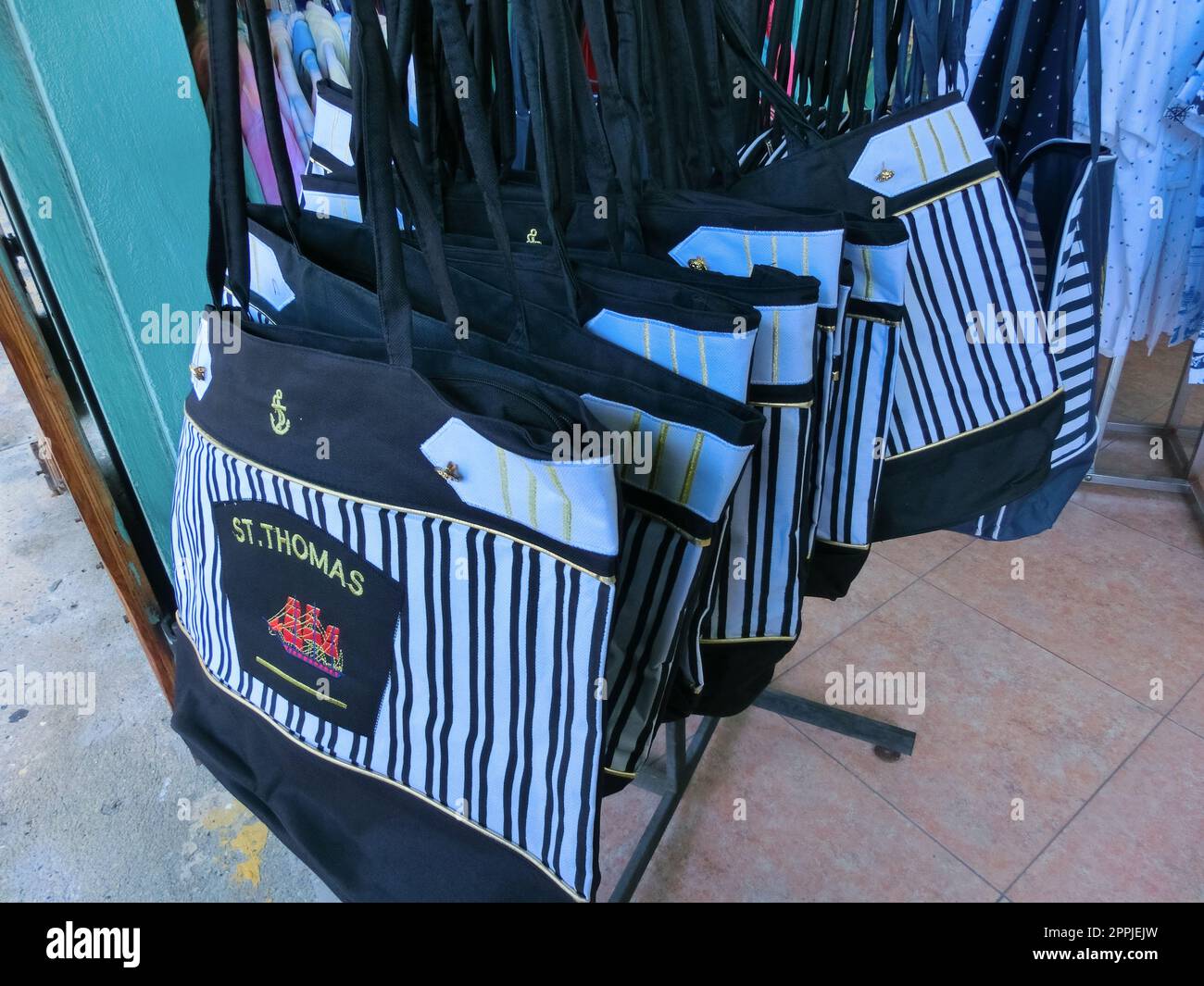 Colorful shirts at a street store on St. Thomas, USVI Stock Photo - Alamy