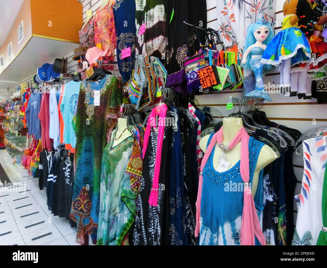 Colorful shirts at a street store on St. Thomas, USVI Stock Photo - Alamy