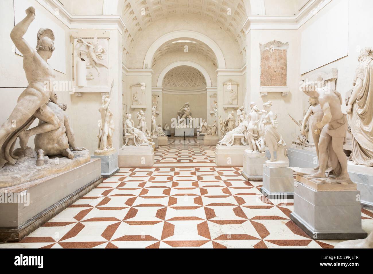 Possagno, Italy - Antonio Canova Museum. Gallery interior with antique ...