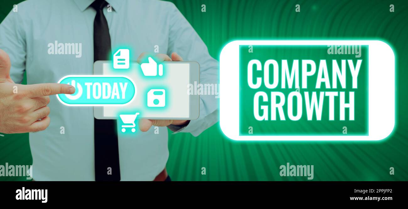 Writing displaying text Company Growth. Business overview a long-term ...