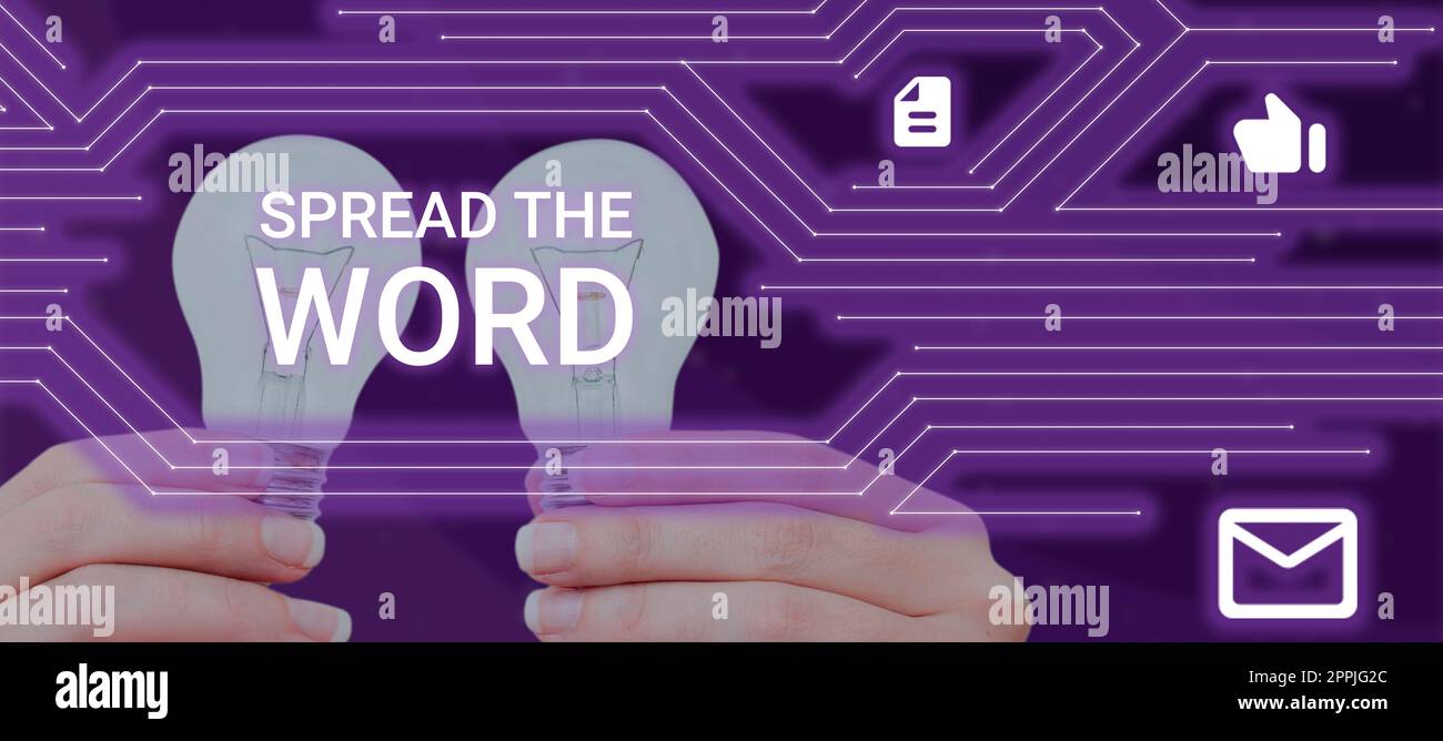 Writing displaying text Spread The Word. Word Written on share the ...