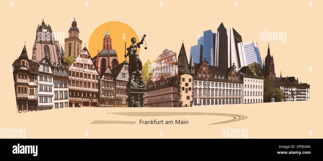 Landmarks collage of the city of Frankfurt am Main, Germany ...
