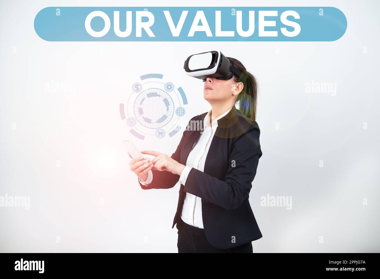 Sign displaying Our Values. Conceptual photo list of morals companies ...